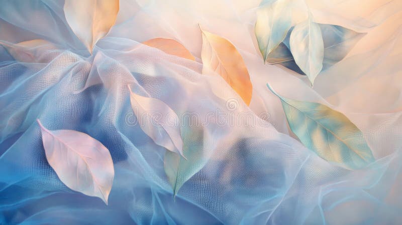 Delicate Pastel Leaves on a Soft Fabric Background, Abstract Nature ...