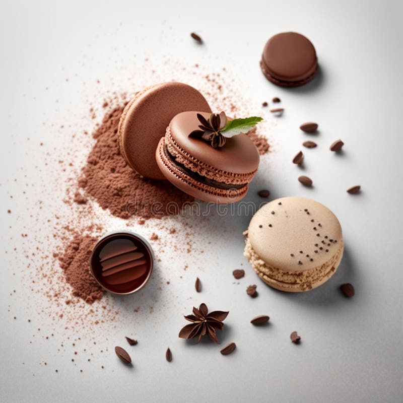 Delicate Pastries in Form of Crispy Delicate Macaron with Cocoa and ...