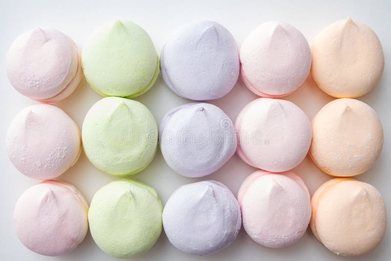 Delicate Pattern of Multi-colored Pastel Marshmallows on a Light ...