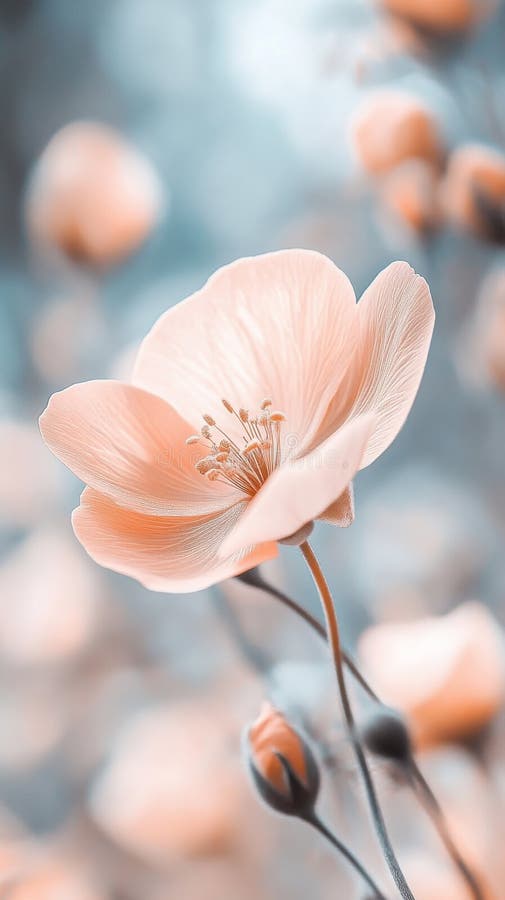 Delicate Peach Flower in Soft Focus, Nature Beauty Concept Stock Photo ...