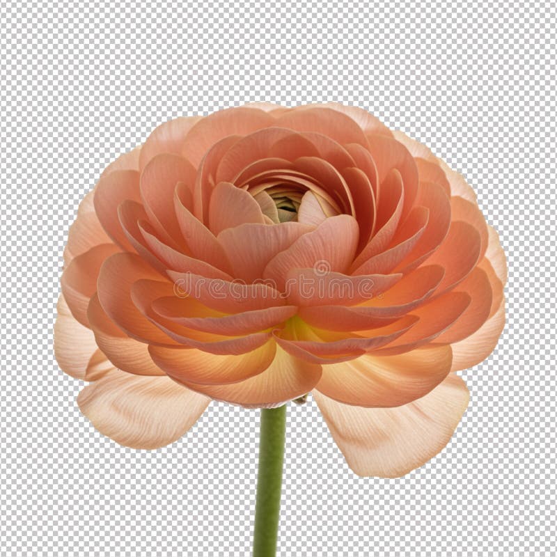 Delicate Peach Ranunculus Flower, Isolated on Transparent Background ...