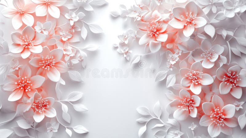 Delicate Peach and White Paper Flowers Design Stock Illustration ...