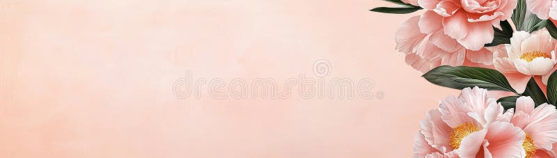 Delicate Peonies Gracefully Embellish a Soft Peach Pink Background ...