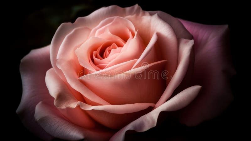 Delicate Petals of a Pink Rose in Full Bloom. AI Generated Stock ...