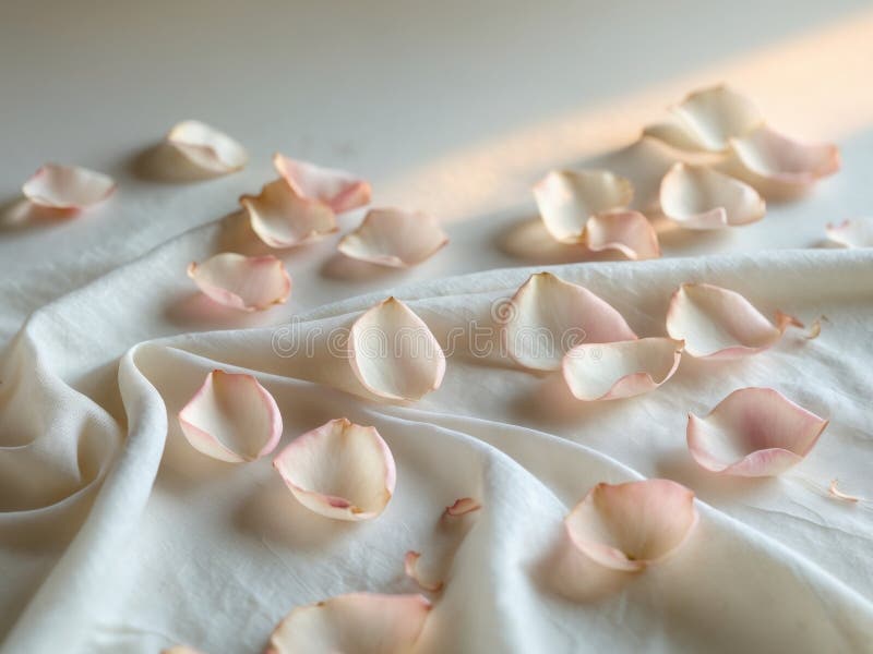 Delicate Petals Scattered Across a Soft Cloth for Decoration Stock ...