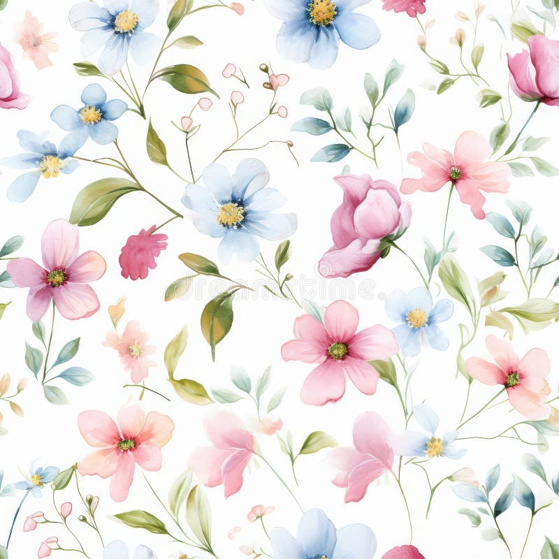 Delicate Petals and Stems in a Whimsical Design Stock Illustration ...