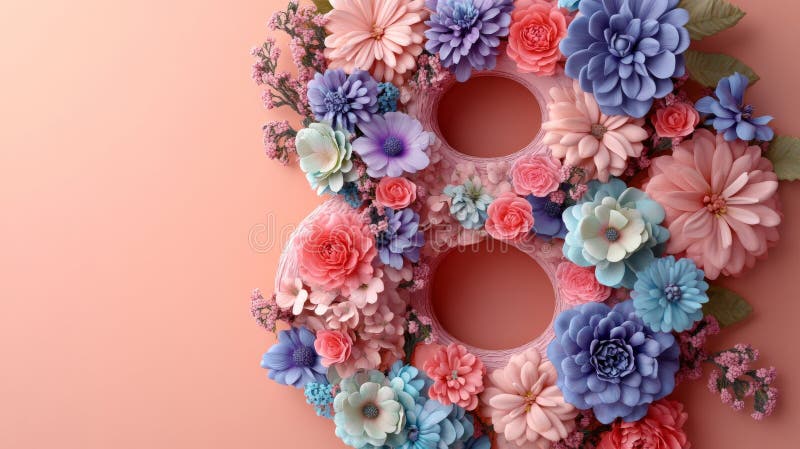 Delicate Pink Blooms are Arranged To Create the Number Eight, Forming a ...
