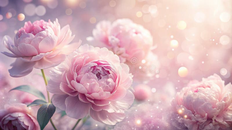 Delicate Pink Blooms in a Soft, Dreamy Setting. Generative AI Stock ...