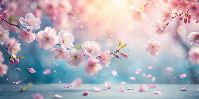 Delicate Pink Blossoms Falling on a Calm Surface with a Soft, Dreamy ...