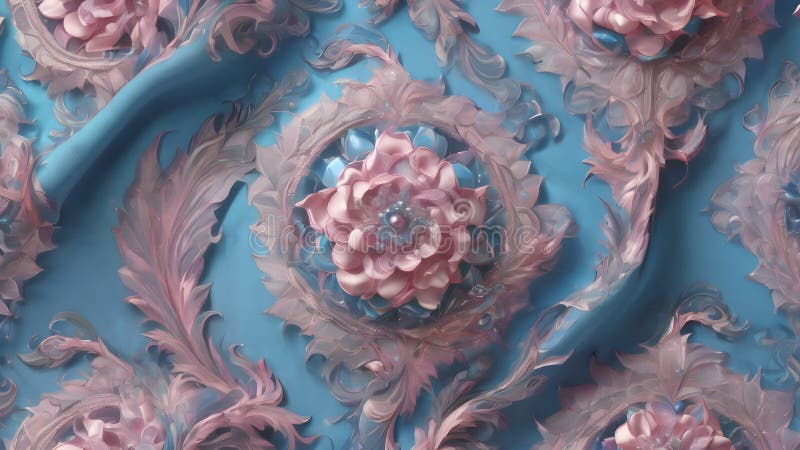 Delicate Pink and Blue Background Floral Theme Silk Texture Stock ...