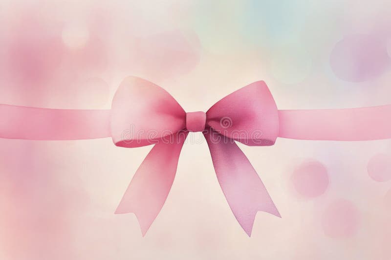 Elegant Pink Bow with Flowing Ribbon on a Light Background Stock Image ...
