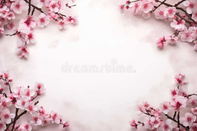 A Delicate Pink Cherry Blossom Branch in Full Bloom Forms a Beautiful ...