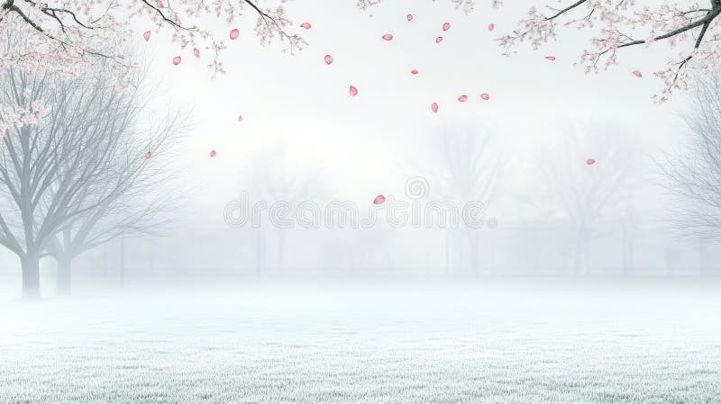 Pastel Pink Blossoms Misty Forest Landscape Stock Photos - Free ...