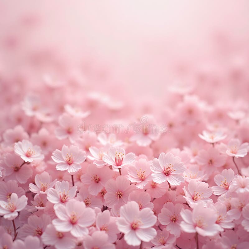 Delicate Pink Cherry Blossoms Creating Airy Texture Stock Illustration ...