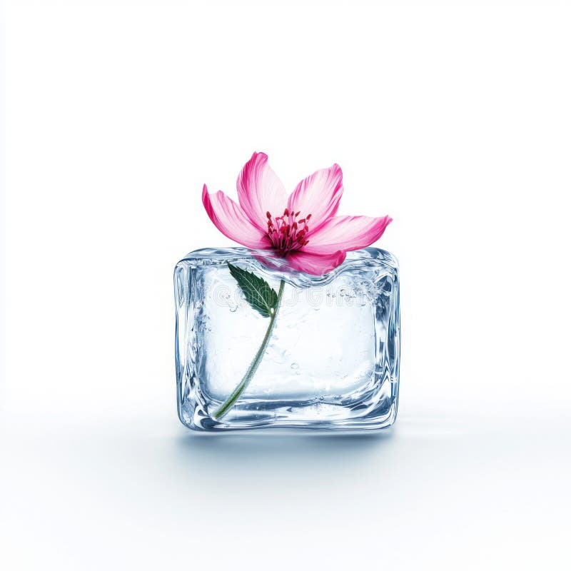 Delicate White Flower Frozen Inside Clear Ice Cube Stock Photos - Free ...