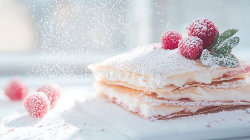 Delicate Pink Crepes, Elegantly Folded and Generously Filled Stock ...