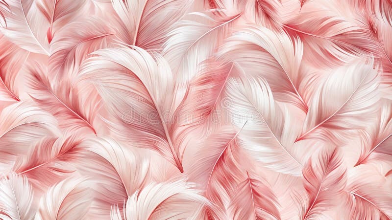 Delicate Pink Flamingo Feather Seamless Pattern on a Crisp White ...