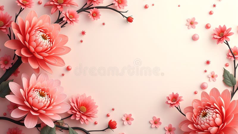 Delicate Pink Floral Frame. Concept of Spring, Beauty, and Elegance ...