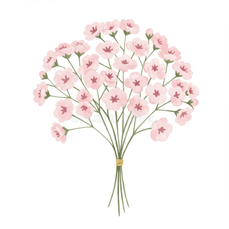 Delicate Pink Flower Bouquet Illustration Stock Illustration ...
