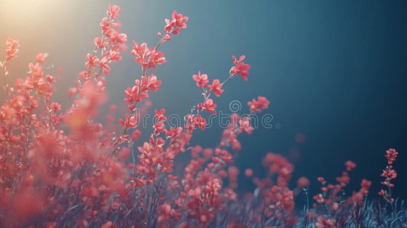 Delicate Pink Flowers Bloom in Soft Light Stock Illustration ...
