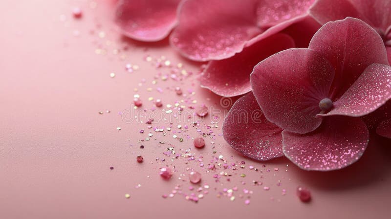 Delicate Pink Flowers and Glitter Blend Softly on a Pastel Background ...