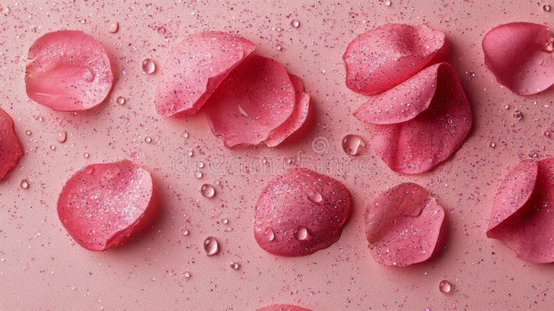 Delicate Pink Flowers and Glitter Blend Softly on a Pastel Background ...