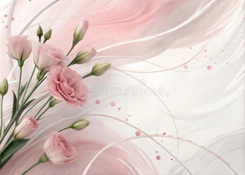 Delicate Pink Flowers in a Soft Abstract Background Stock Illustration ...