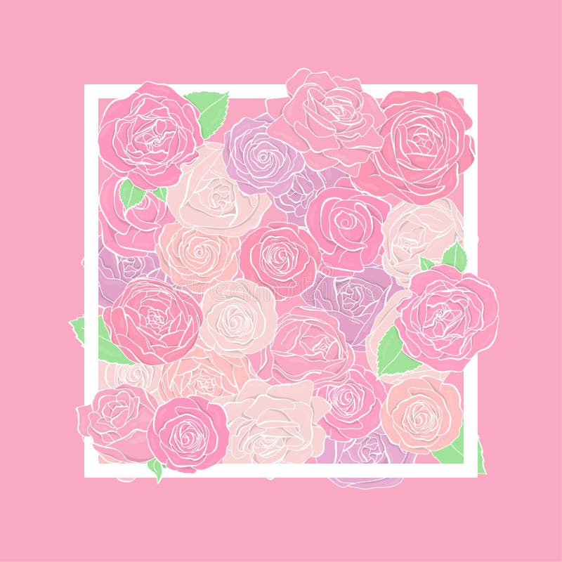 Delicate Pink Flowers in a Square Frame. Stock Vector - Illustration of ...