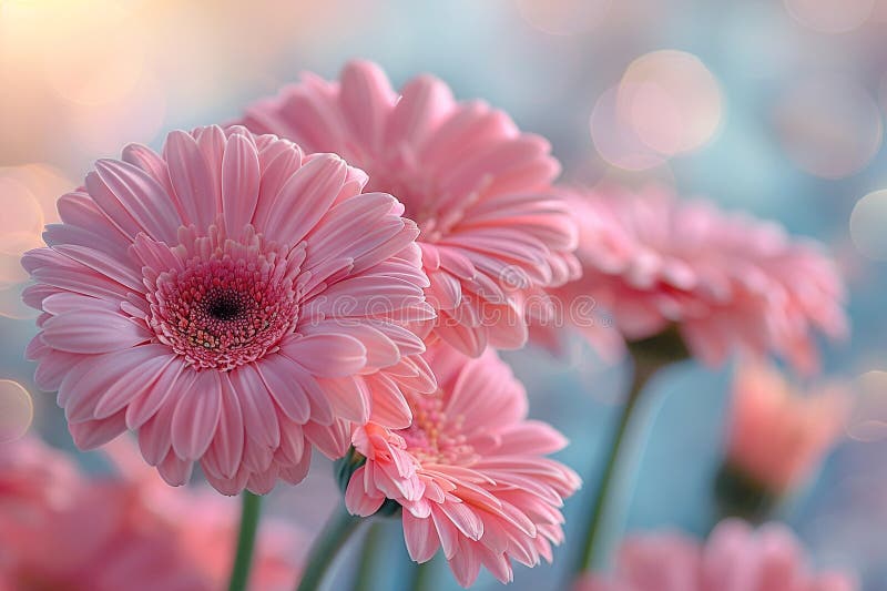 Delicate Pink Gerbera Daisies Close-up Stock Illustration ...