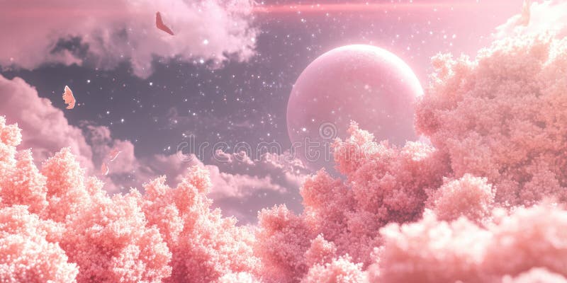 A Delicate Pink and Gold Celestial Dreamscape with Soft Clouds for ...