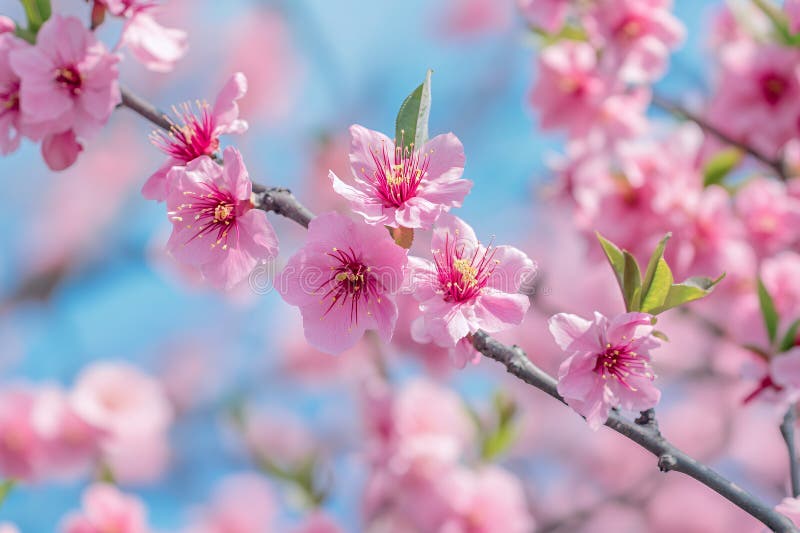 Delicate Pink Peach Blossoms Branch Spring Flowers Nature Background ...