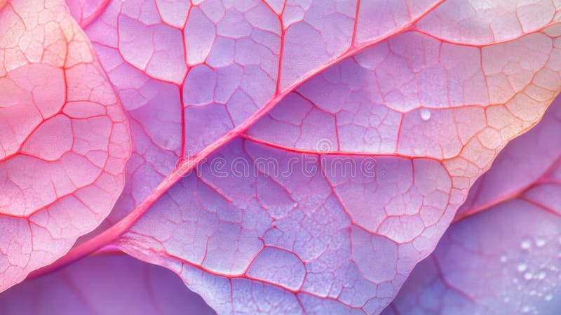 Delicate Pink and Purple Leaf Veins Close-Up Stock Illustration ...