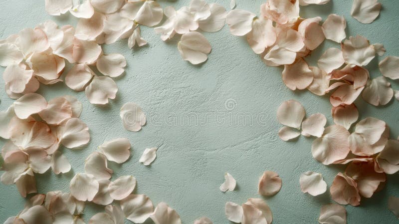 Delicate Pink Rose Petals Arranged on a Light Green Background Stock ...