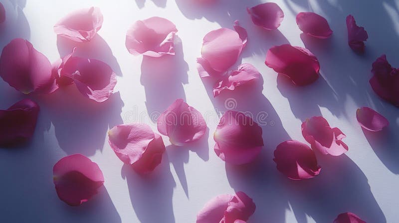 Delicate Pink Rose Petals Scattered on White Stock Illustration ...