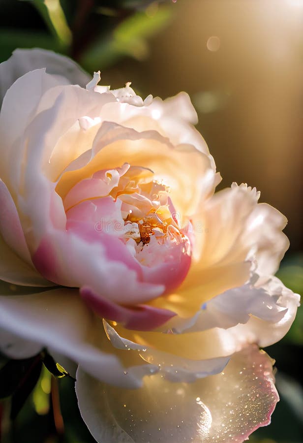 Delicate Pink Rose in the Rain. AI Generated Stock Illustration ...