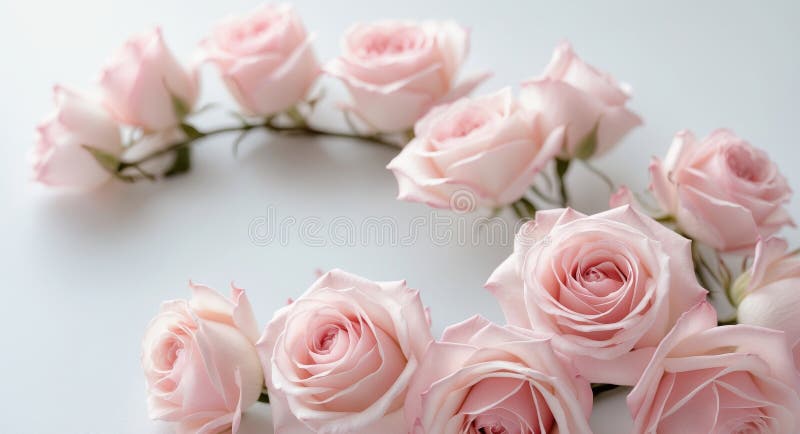 Delicate Pink Roses Arranged in a Gentle Curve Stock Photo - Image of ...