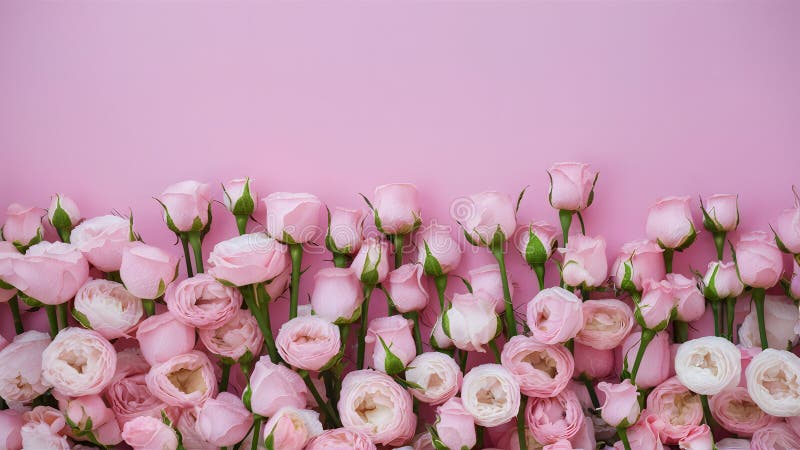 Delicate Pink Roses Form a Floral Border, Adding Elegance Stock ...