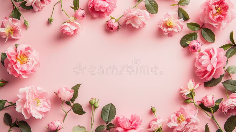 Delicate Pink Roses Frame a Pastel Dream Stock Image - Image of summer ...