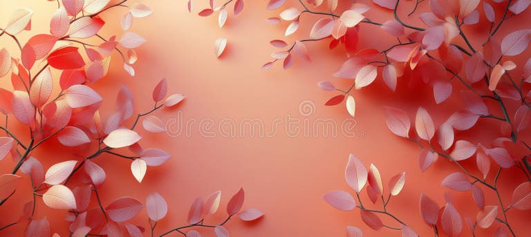 Delicate Pink Vine Pattern on Two-Tone, Swirl Gradient Background with ...