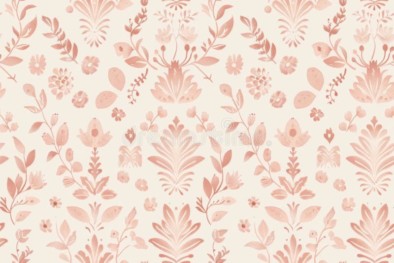 Delicate Pink and White Floral Damask Pattern Stock Illustration ...