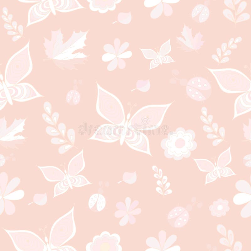 Delicate Pink and White Vector Seamless Patterns. Repeating Texture ...