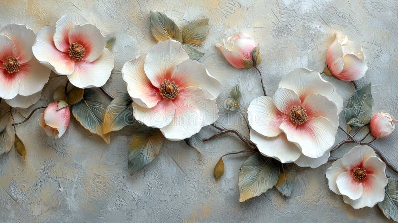 A Delicate Plaster Wall Texture Featuring Raised Decorative Floral ...