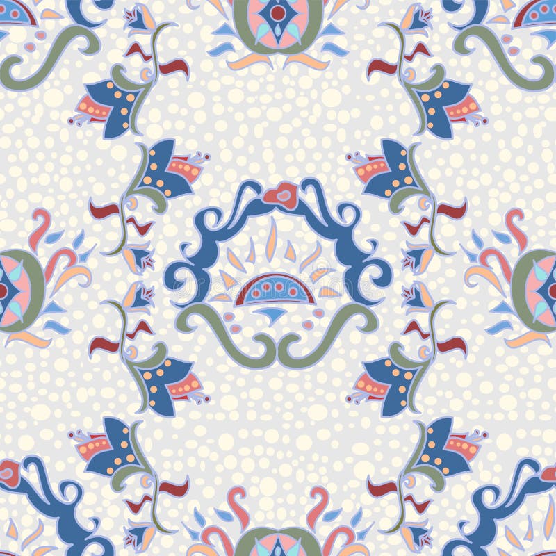 Delicate Porcelain Style Pattern in Royal Blue, Pink and Grey Stock ...