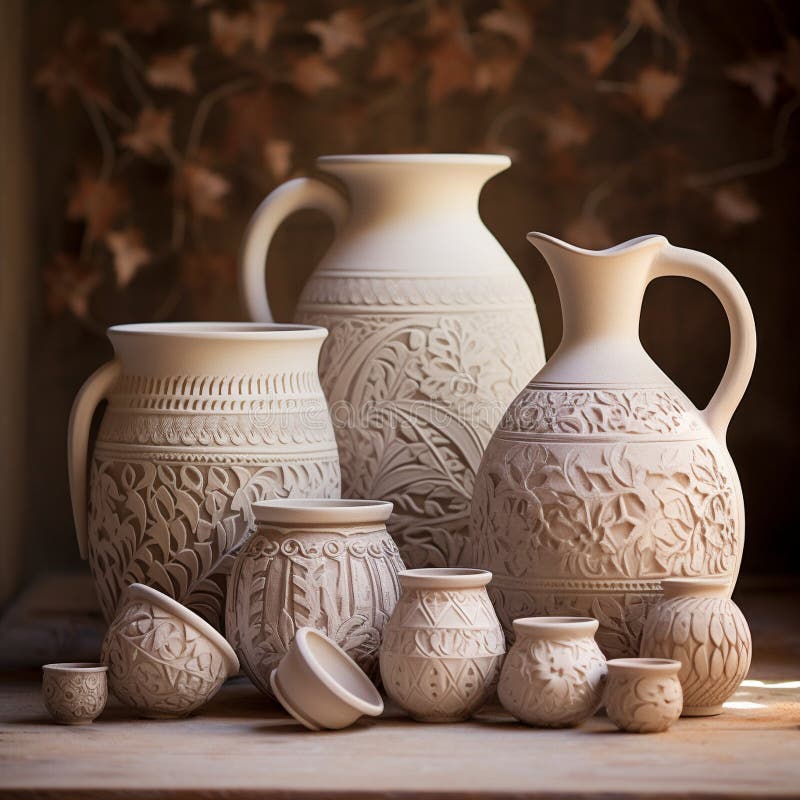 Delicate Pottery with Intricate Designs and Eye-Catching Patterns Stock ...