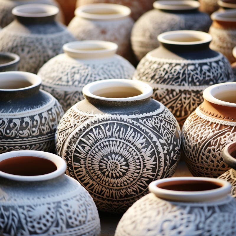 Delicate Pottery with Intricate Designs and Eye-Catching Patterns Stock ...