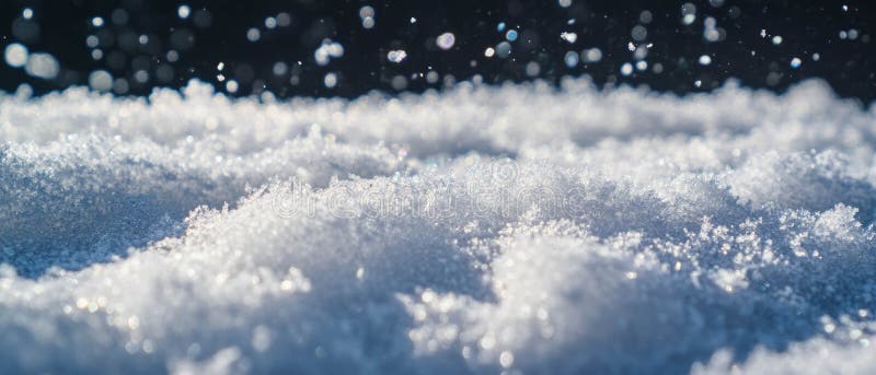 Delicate Powder Snow Texture with Fine Particles Against a Dark ...