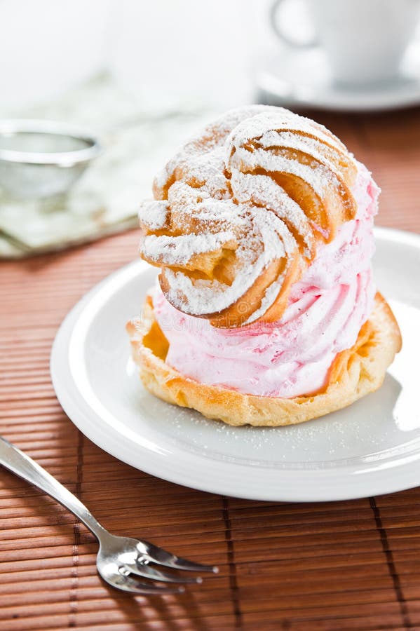 Delicate Puff Profiterole Filled with Delicious Cream Stock Image ...