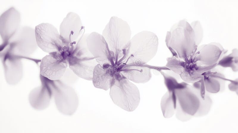 Delicate Purple Blossoms on White Background Stock Illustration ...
