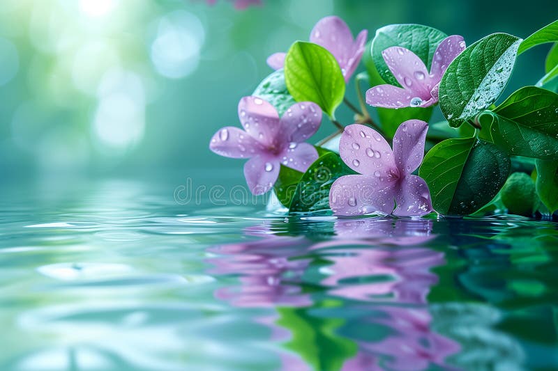 Delicate Purple Flowers Adorned with Raindrops Float Gracefully on ...