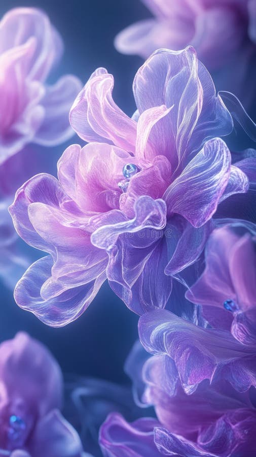 Delicate Purple Flowers with a Soft Glow. Stock Illustration ...